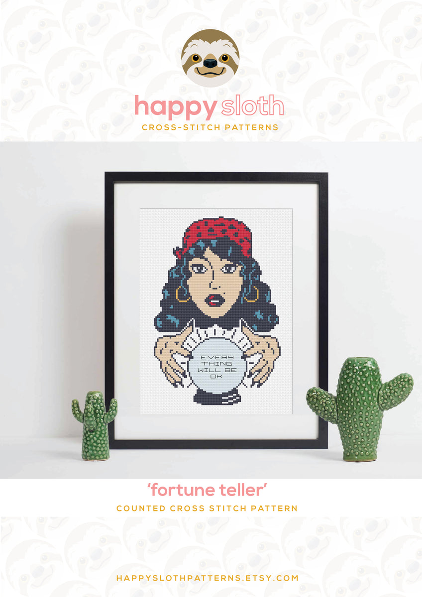 Fortune Teller Comic Cross Stitch Pattern – Happy Sloth Patterns