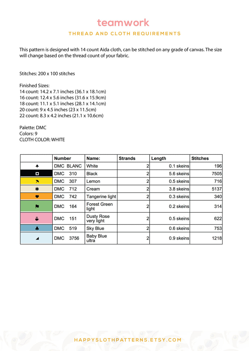 Teamwork! Vintage Comic Cross Stitch Pattern – Happy Sloth Patterns