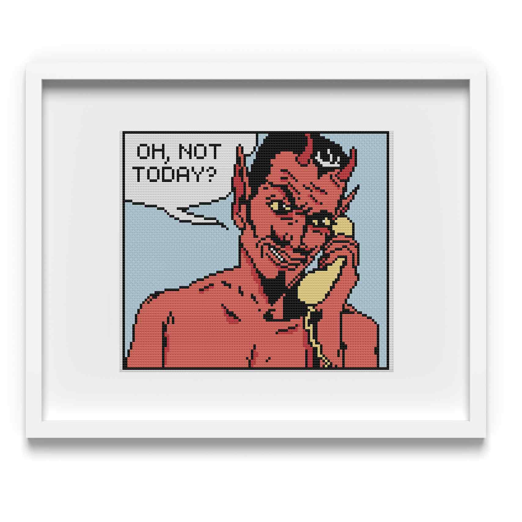 'Maybe Tomorrow, Satan' Cross Stitch Pattern – Happy Sloth Patterns